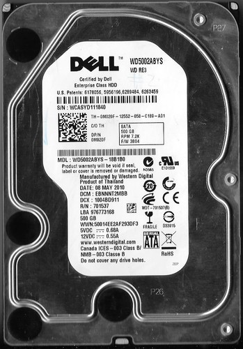 WESTERN DIGITAL WD5002ABYS-18B1B0 500GB SATA HARD DRIVE DCM: EBNNNT2MBB ...