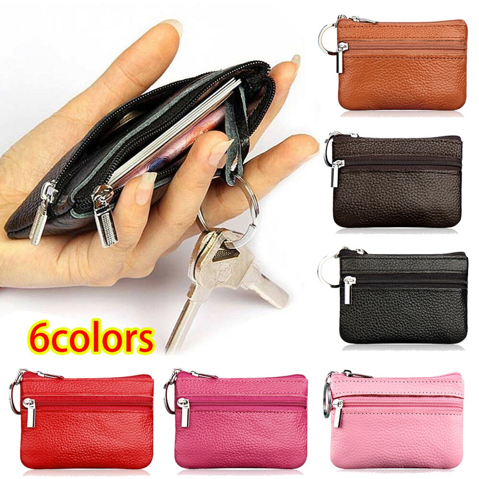 Women Key Ring Leather Mini Purse Coin Small Change Bag Card Wallet ...