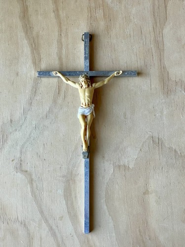 Vintage Silver Toned Metal and Plastic INRI Crucifix 10" | eBay