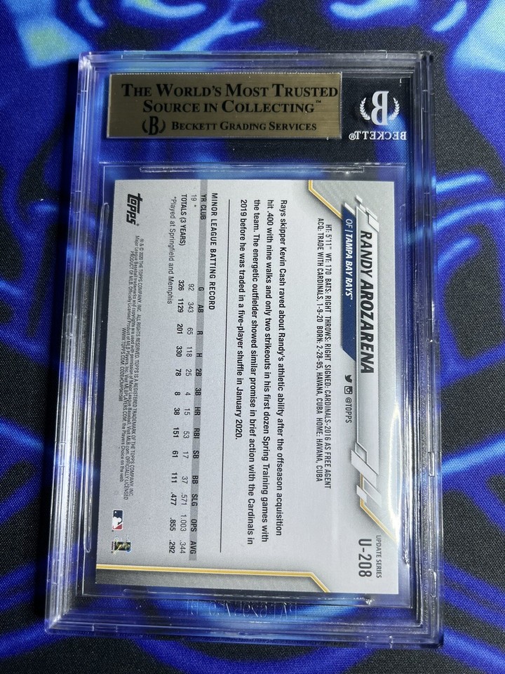 2020 Topps Update #u208 Randy Arozarena RC Rookie Rays BGS 9.5 Gem Mint ...