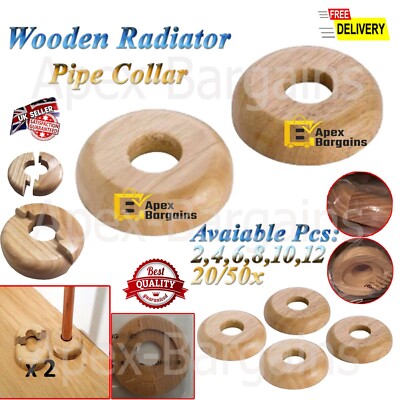 1/2/6/10/50x 15mm Solid Oak Colour Wooden Wood Radiator Pipe Collars ...