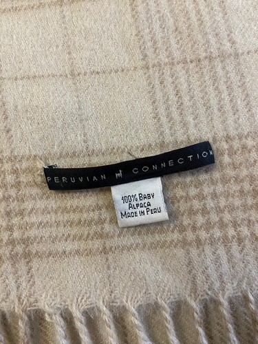 Peruvian Connection Tan Cream Plaid Baby Alpaca Silk Scarf 12” x 66” | eBay