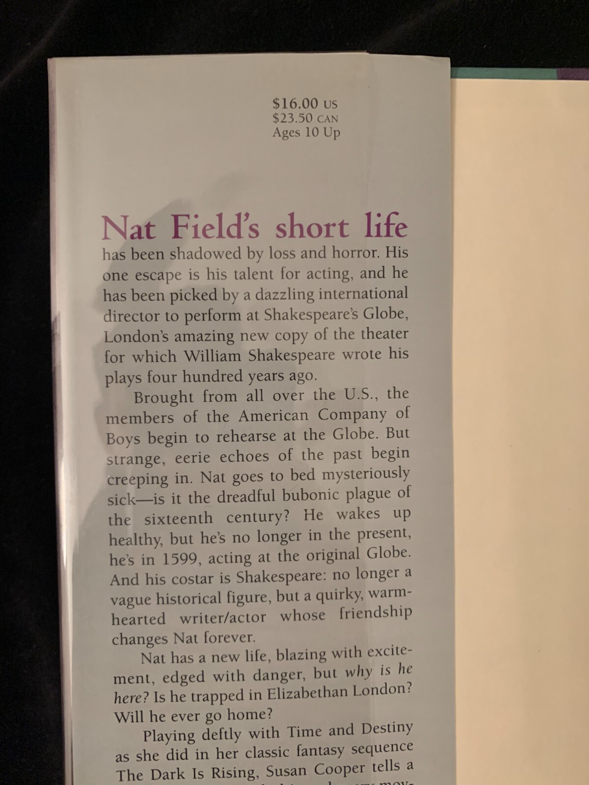 Signed, 1st edition, 1st print! King of Shadows by Susan Cooper 1999 HC ...