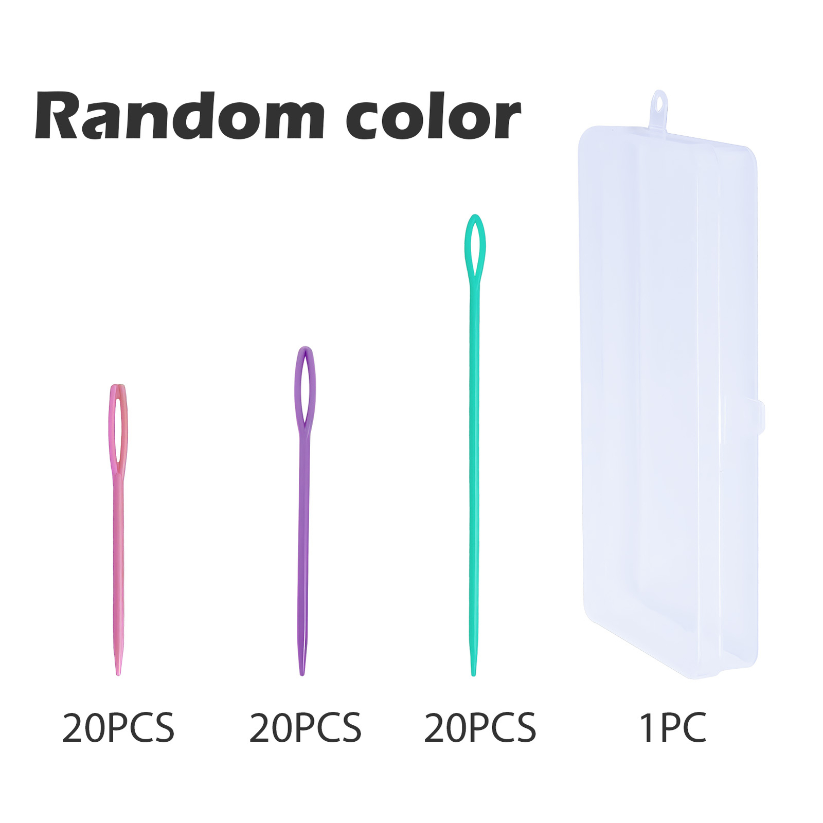 60pcs DIY Craft Home Plastic Sewing Needle 3 Sizes Large Eye Gift For ...