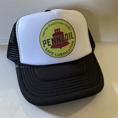 Vintage Pennzoil Oil Hat NASCAR Trucker Hat snapback Black Mesh Cap | eBay