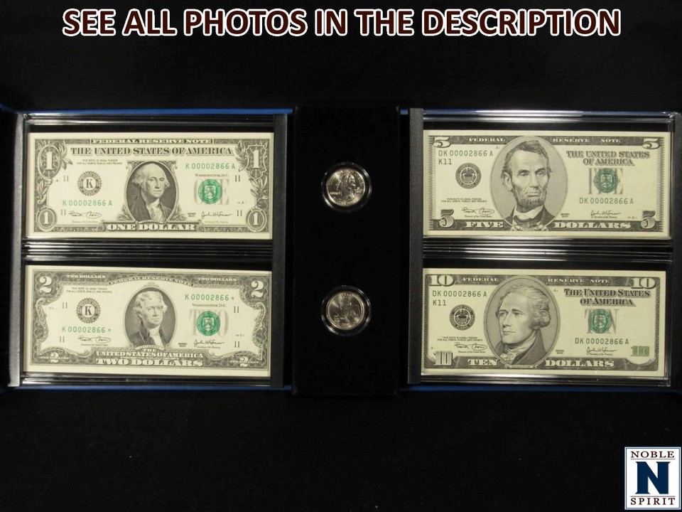 2003 Texas Coin and Currency Set $1 $2* $5 $10 Low Matching Numbers ...