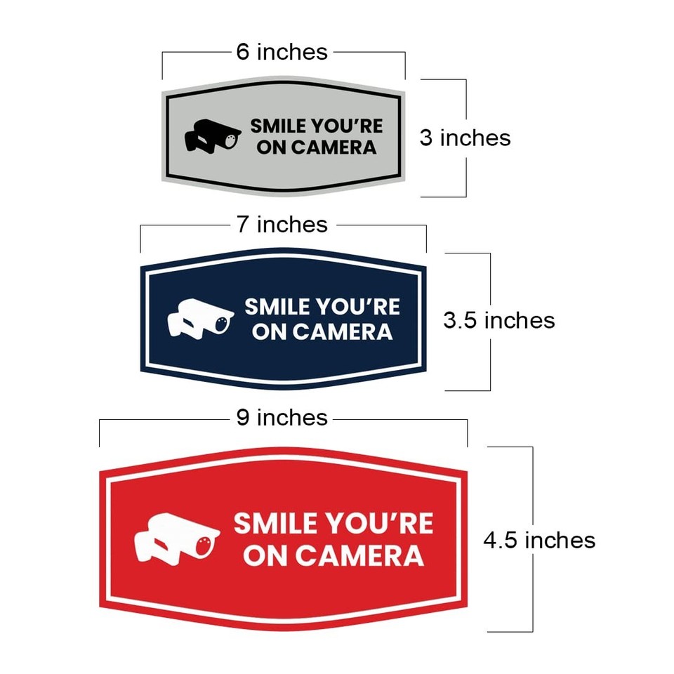 1 Pack Smile Youre On Camera Sign, Small, Red, Security, Warning ...