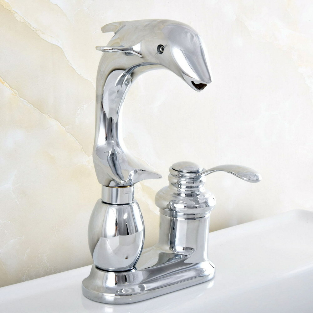 Dolphin Style Bathroom Vanity Sink 4" Centerset Lavatory Faucet ...