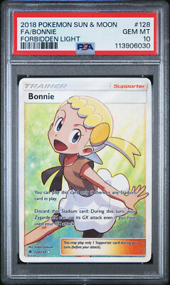2018 POKEMON FORBIDDEN LIGHT BONNIE #128 FULL ART PSA 10 GEM MINT ...
