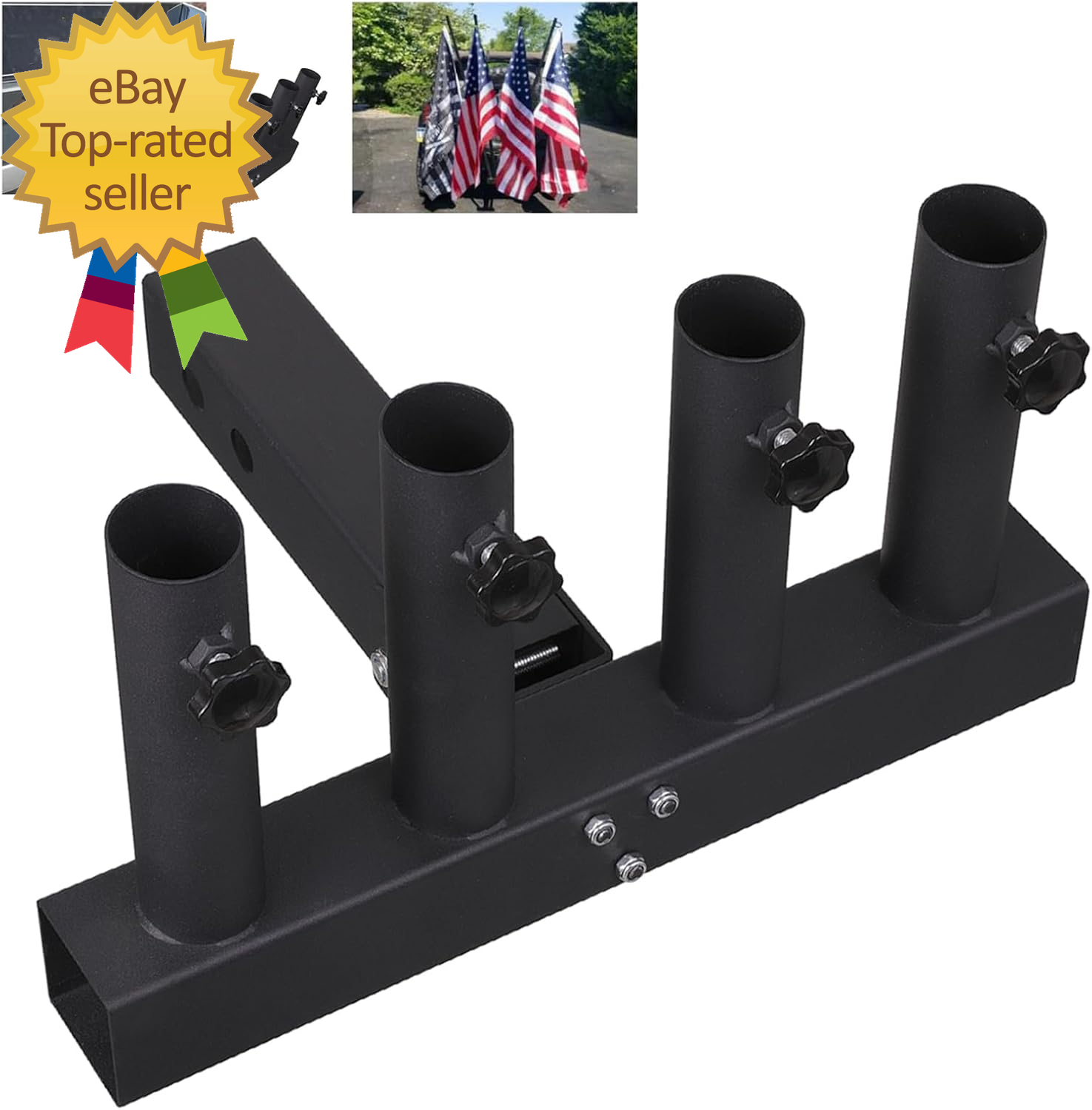 Upgrade Hitch Mount 4 Truck Flag Pole Holder,Fishing Rod Storage Rack ...