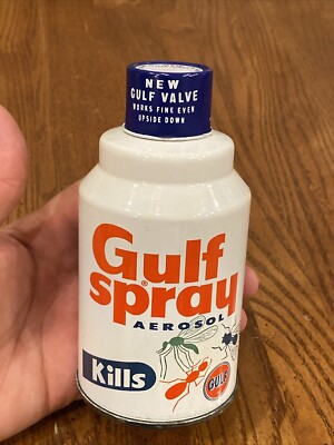 VTG 1950s GULF OIL CORP Gulf Spray Advertising Grenade Aerosol Can ...