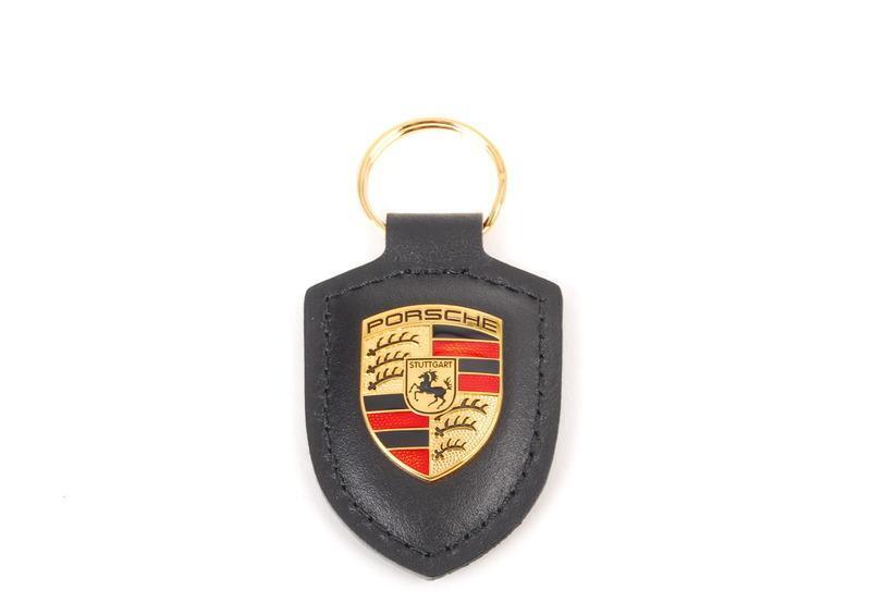 Porsche Leather Key Fob Keyring Keychain Emblem Black Crest Genuine ...
