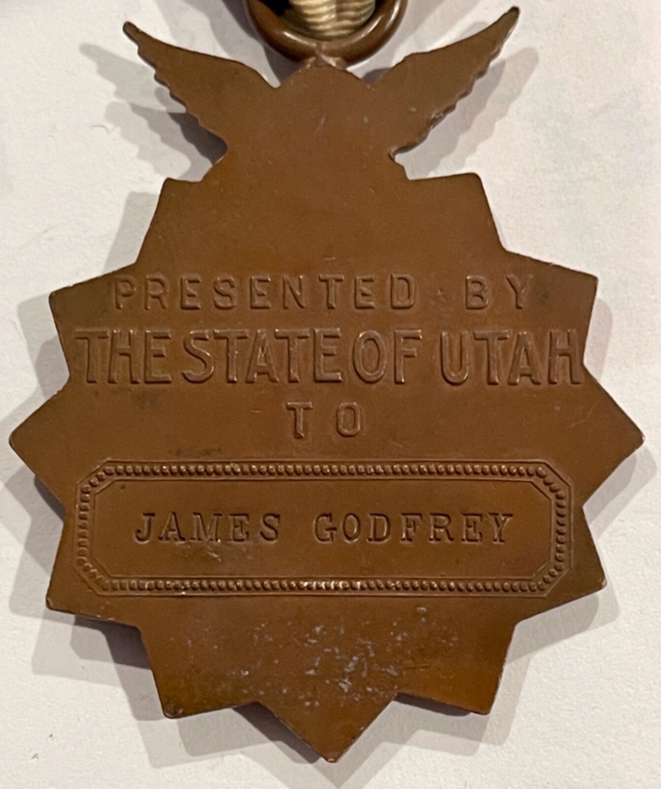 RARE ORIGINAL UTAH INDIAN WARS MEDAL NAMED GODFREY LDS PATRIARCH BLACK ...
