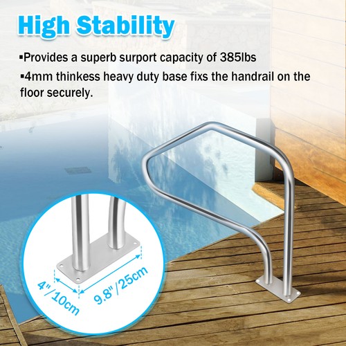 304 Stainless Steel Swimming Pool Hand Rail Inground Pool Stair Grab ...