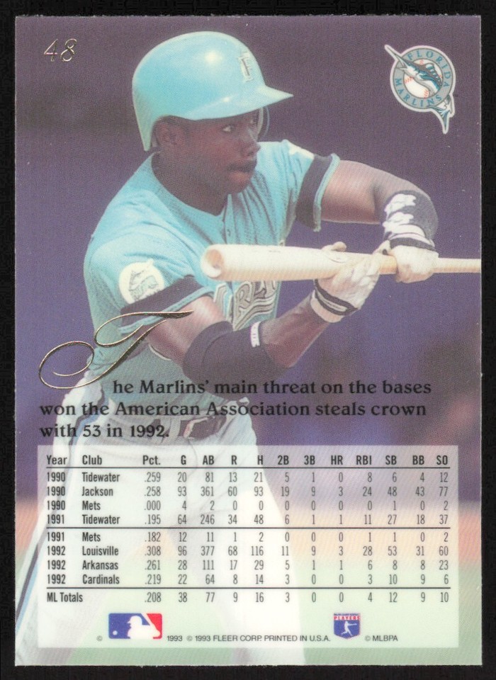 1993 Flair Baseball Card Chuck Carr #48 Florida Marlins | eBay