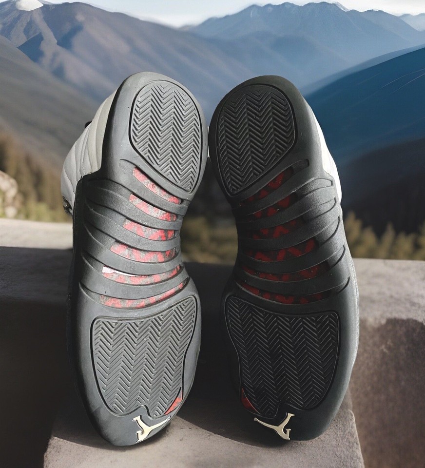AIR JORDAN 12 XII RETRO BASKETBALL SNEAKERS WHITE/FLINT-GREY MENS SIZE ...