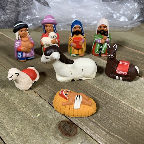 Peruvian Handmade Pottery Clay Nativity Set Christmas 8 Piece NEW | eBay