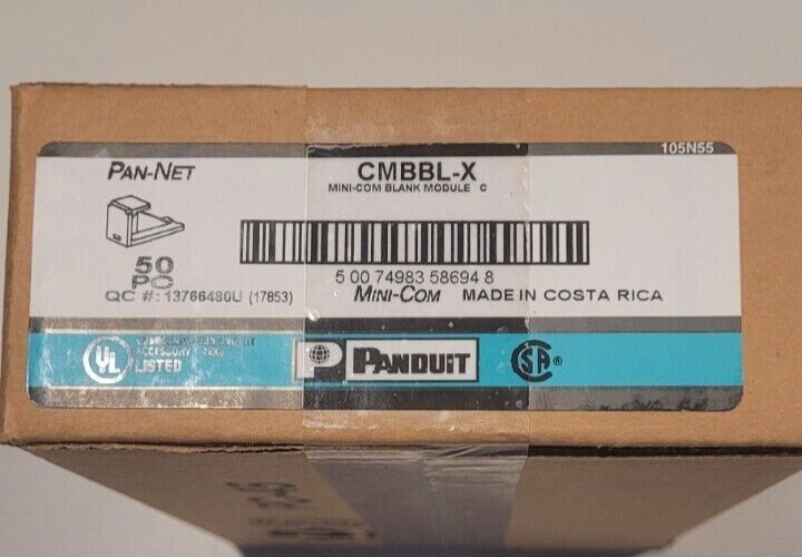 Box of 50 Panduit MINI-COM Blank 1-Port Insert Module Black MPN CMBBL-X ...