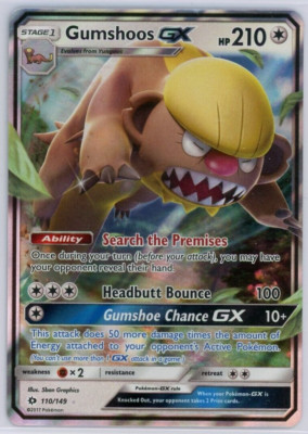 Pokemon TCG Gumshoos GX Sun & Moon Base 110/149 Holo Ultra Rare | eBay