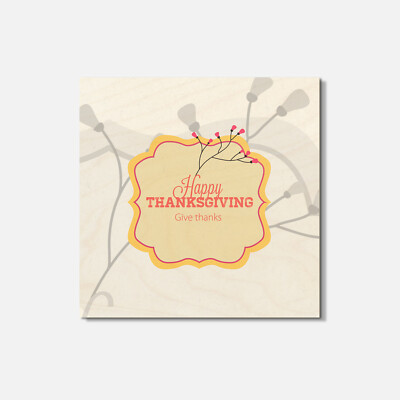 Happy Thanksgiving Give Thanks Sprig 4'' X 4'' Square Wooden Coaster | eBay