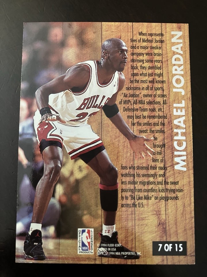 1993-94 Fleer Ultra Michael Jordan Famous Nicknames Insert. Card 7 of ...