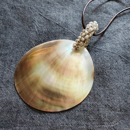 Iridescent Shell Handmade Upcycled Necklace, 18 inch brown cord ...