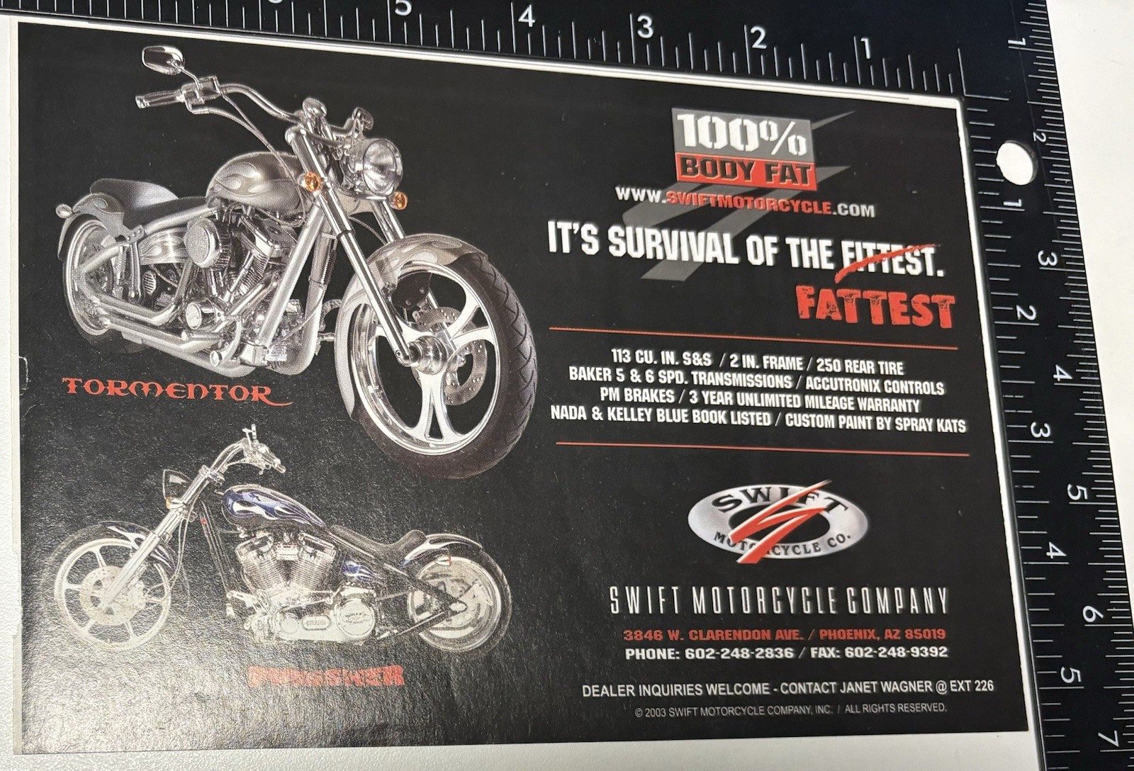 VINTAGE SWIFT MOTORCYCLE CO. CHOPPER MAGAZINE AD#6113 | eBay