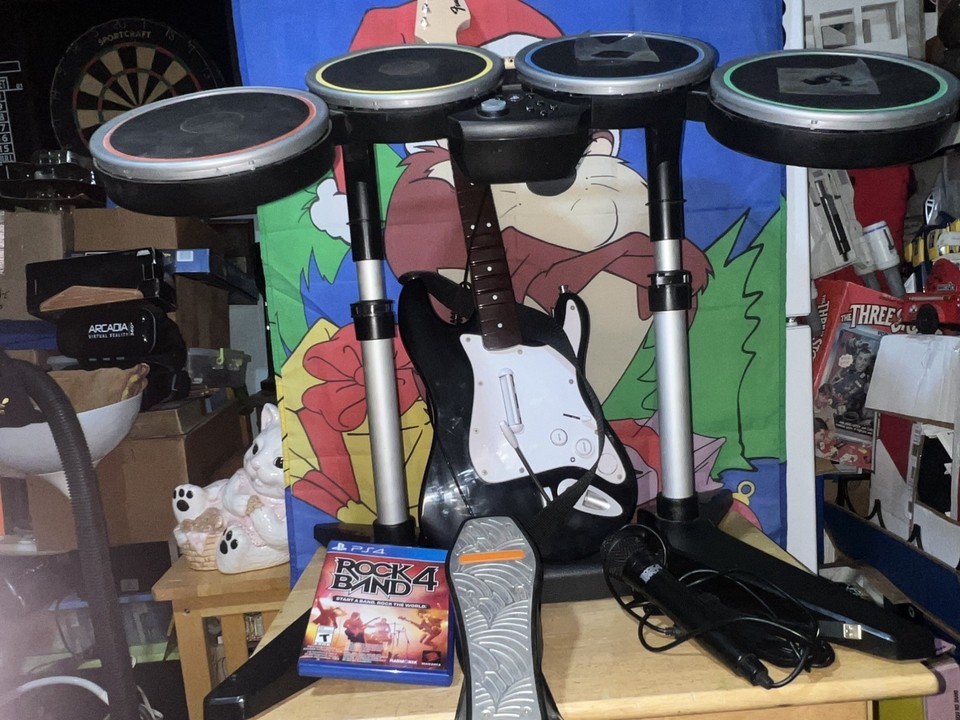 Rock Band 4 PS4 PS5 Bundle Fender Guitar Drums Game Mic PlayStation 5 ...