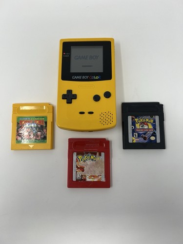 Nintendo Game Boy Color Yellow Tested W/ Pokémon Red & Pokémon Trading ...