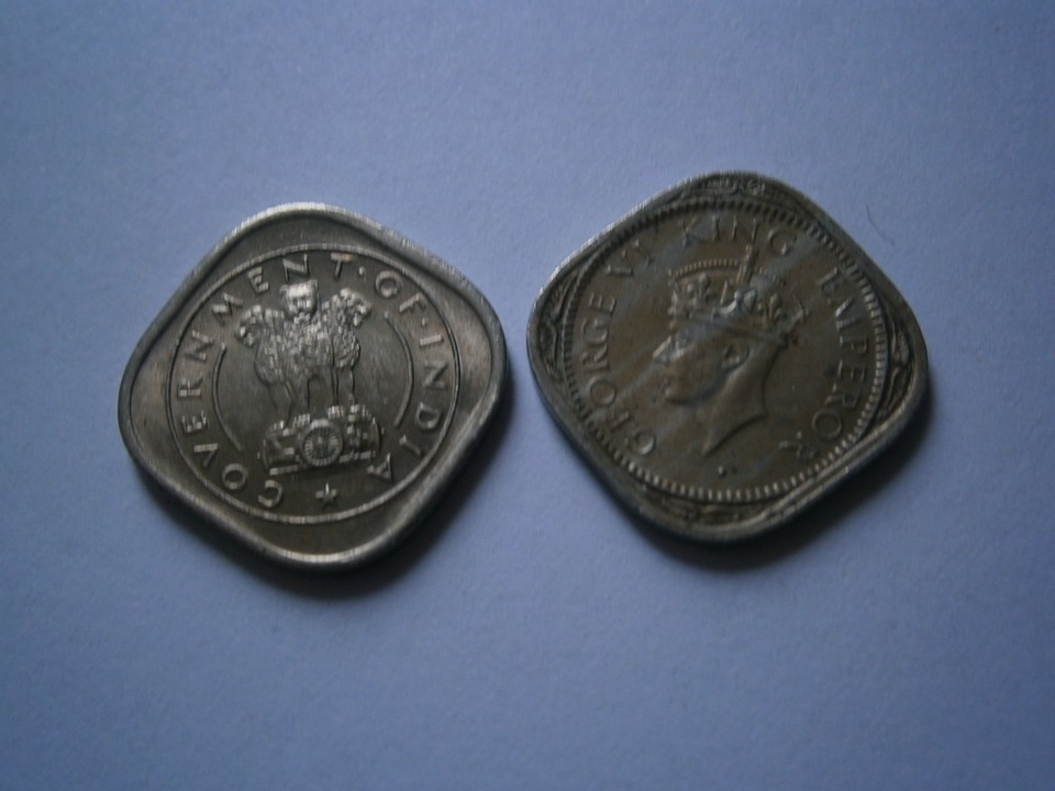1947 & 1950 British India Half Anna Coins -King George VI- Free Postage ...