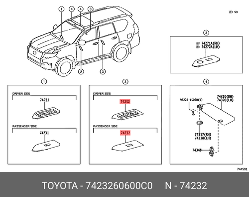 Genuine Glass Lifter Switch Unit, 7423260600C0 for TOYOTA 74232-60600 ...