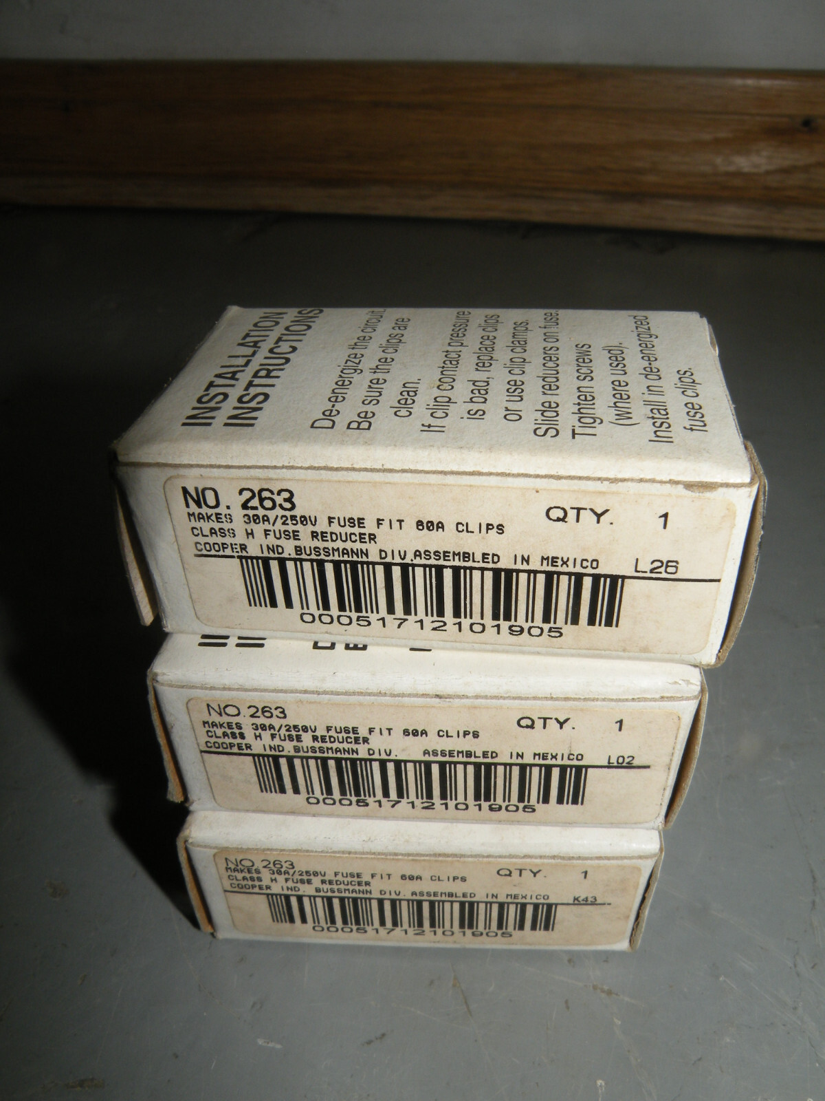 (3) BUSS 263 Fuse Reducers 30 Amp x 60 Amp 250 Volt Fits 60A Clip NIB ...