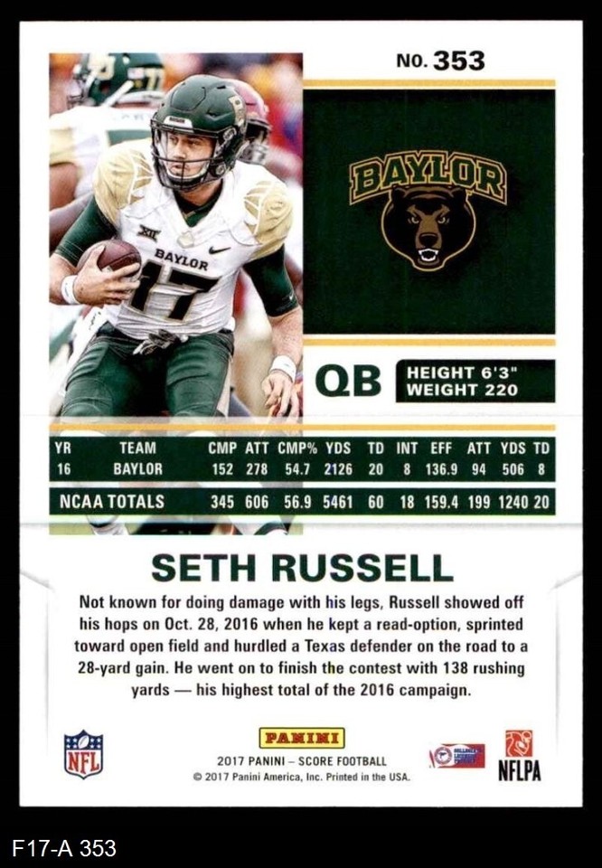 2017 Score #353 Seth Russell RC Baylor 8 - NM/MT | eBay