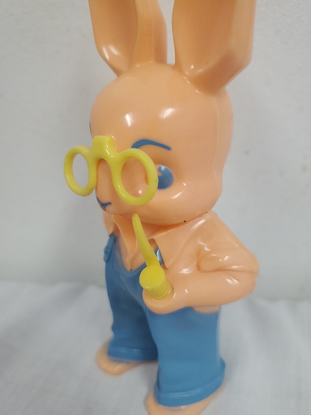 VTG 50's Knickerbocker 6" Hard Plastic Easter Bunny Pink Blue Father W ...