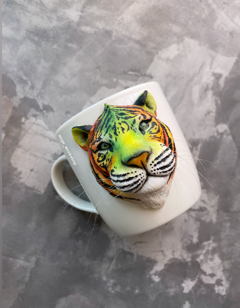 tiger mug, Tiger character tea mug, custom tiger decor cup ...