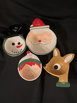 Christmas Measuring Cups 4 Piece Elf Snowman Reindeer Santa | eBay