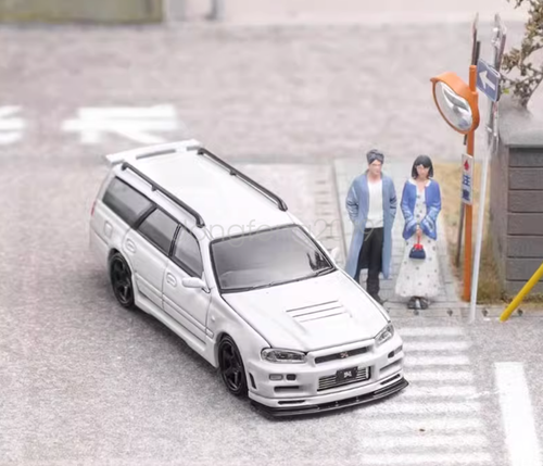 FH 1:64 White Stagea Wagon Skyline GTR R34 Sports Diecast Metal Car ...