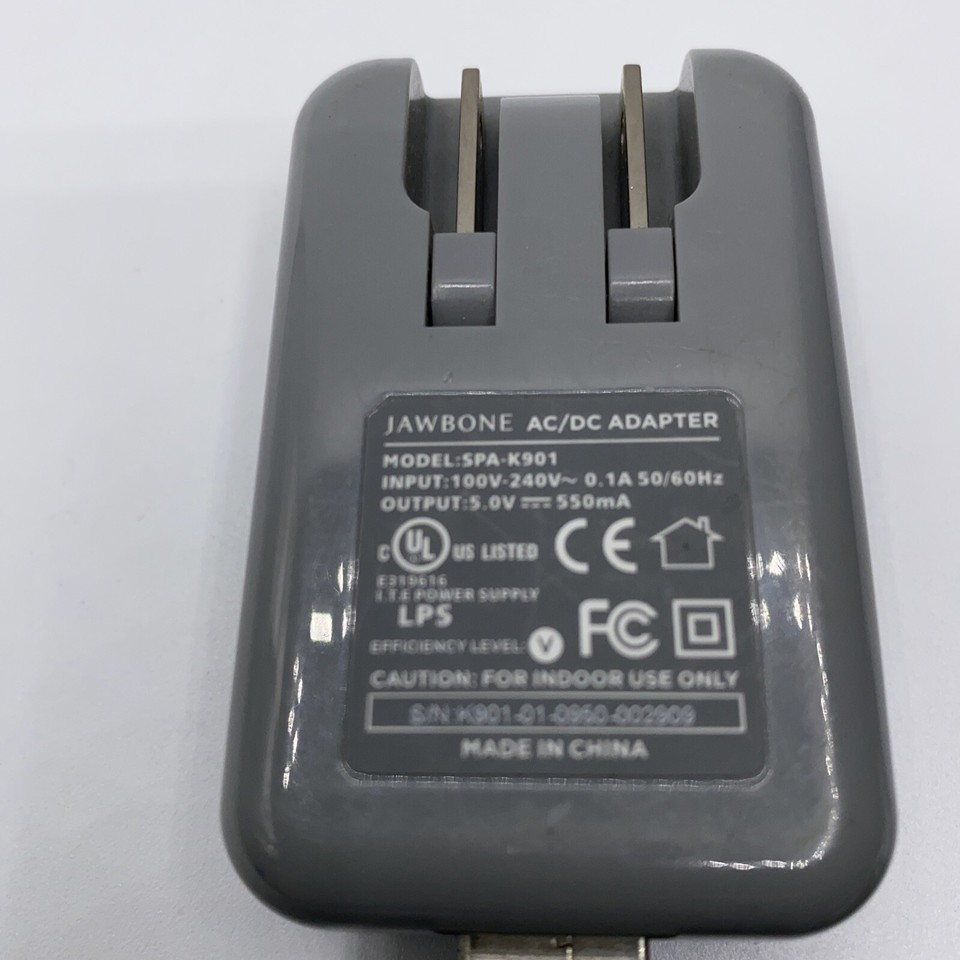 JawBone AC/DC Adapter SPA-K901 5.0V 550mA Gray Adapter Plug and Cable Charger | eBay