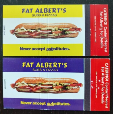 Fat Albert's Full Length Matchbook Cover Lot Submarine Sandwich Subs ...