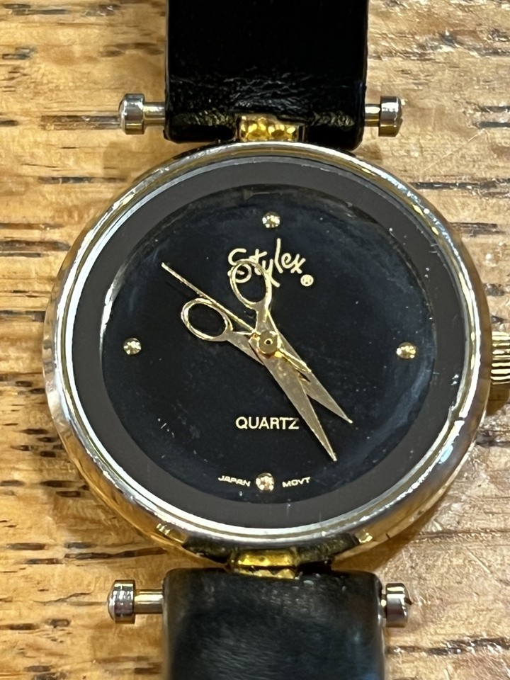 Women's Stylex 1242 Gold Quartz Watch Sewing Scissors Hands Brand New ...