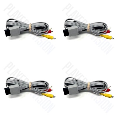 Lot Of 4 Original OEM Nintendo Wii RVL-009 AV Cable Cords Gray TESTED ...