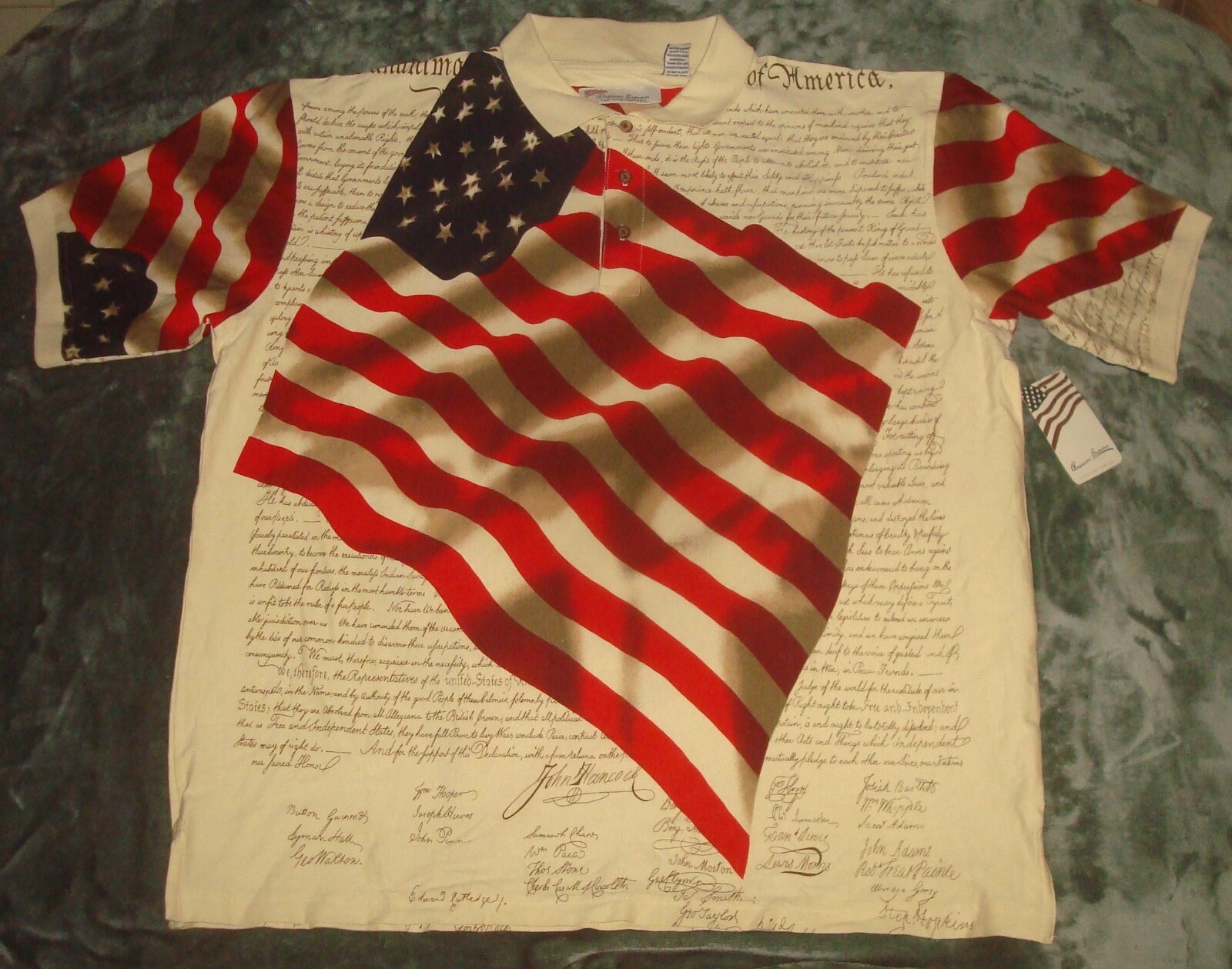 DECLARATION OF INDEPENDENCE AMERICAN FLAG POLO SHIRT … - Gem