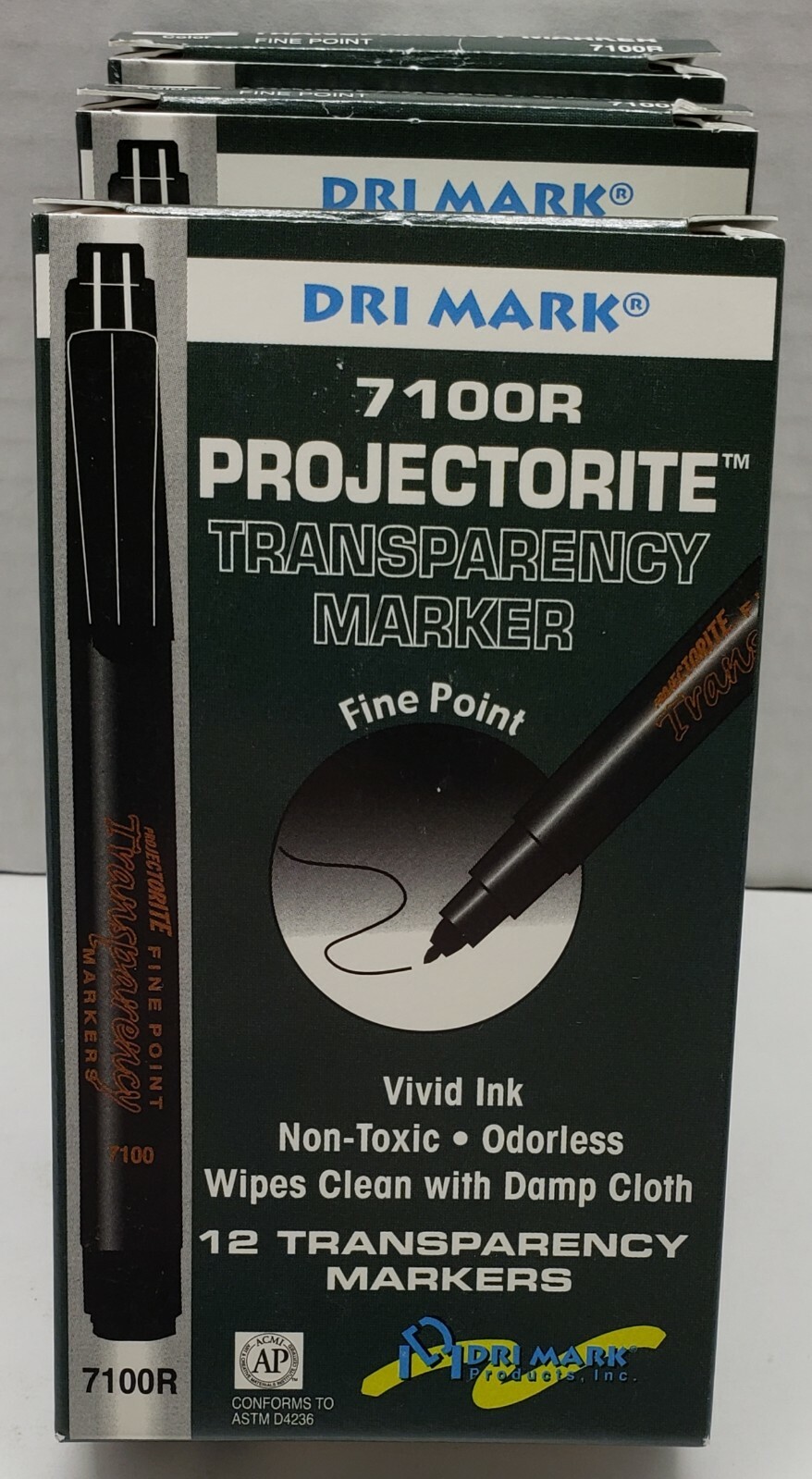 3 Boxes of 36 RED Dri Mark Projectorite Fine Point Transparency Markers ...