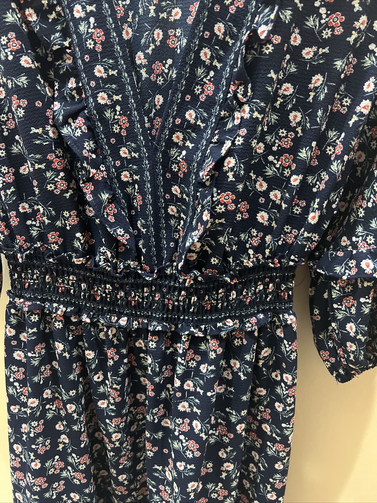 Max studio Blue Floral Neck Midi Dress Medium - Gem