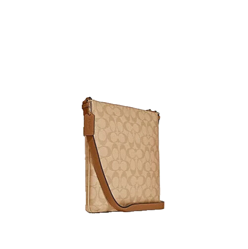 Coach Rowan Khaki/Saddl Signature Coated Canvas/Leather File Bag ...