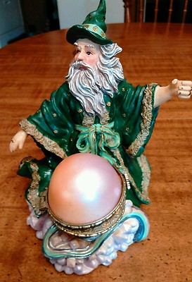 Vintage Resin Wizard with Jewel in a Trinket Box, 8” Tall | eBay