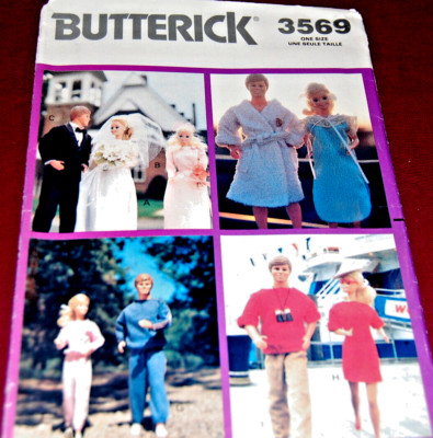 Butterick Vintage Pattern # 3569 - Fashion Doll Barbie & Ken Clothes ...