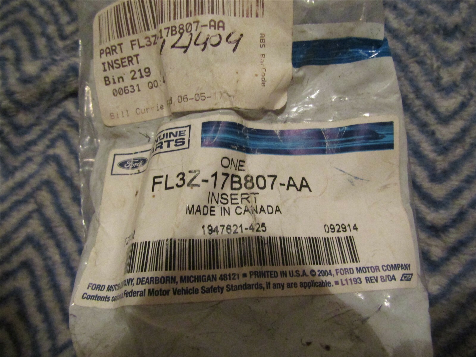 NOS FORD PART NUMBER FL3Z-17B807-AA INSERT NEW GENUINE FORD | eBay