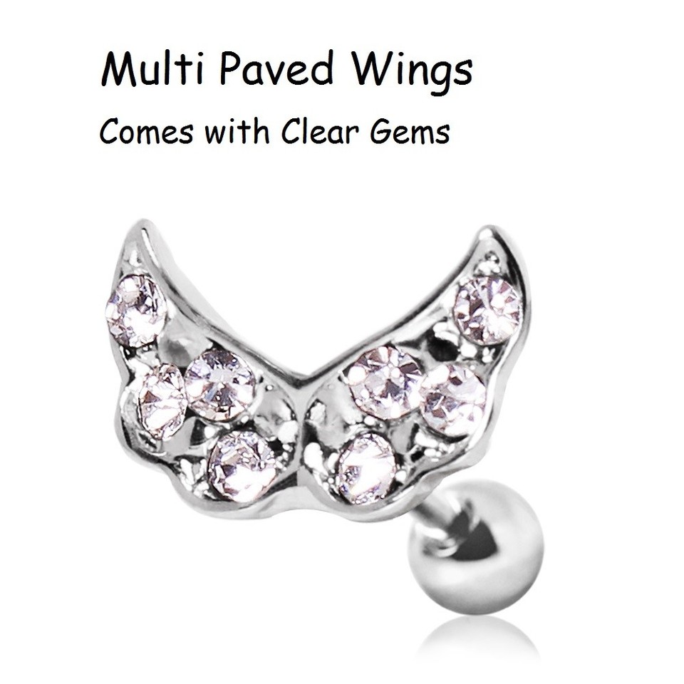 New Gem Tragus Bar Helix CARTILAGE Upper Ear Piercing Earring Labret ...