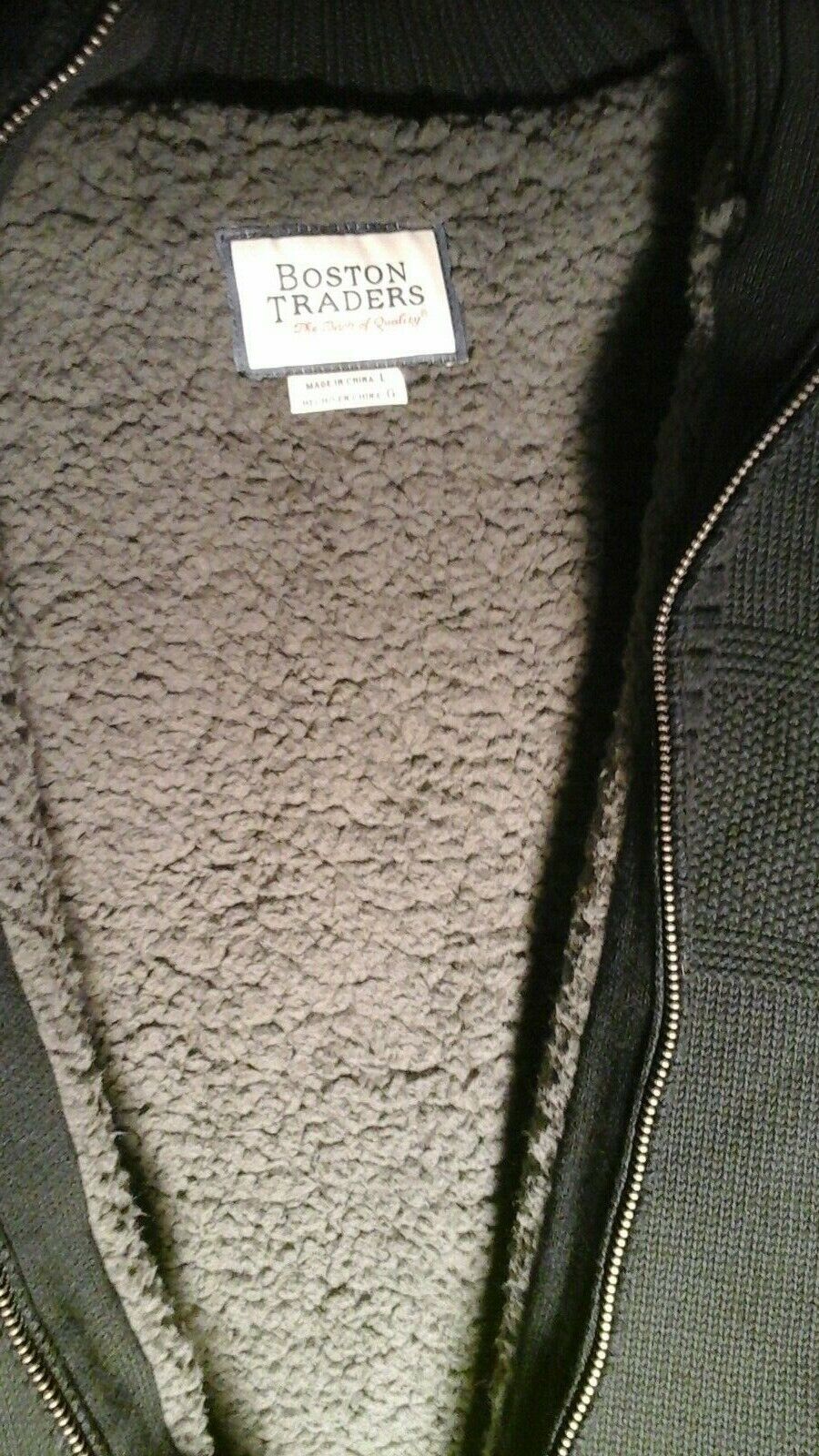 Boston Traders NWT Mens L LARGE Navy Blue Full Zip Sweater jacket Warm ...